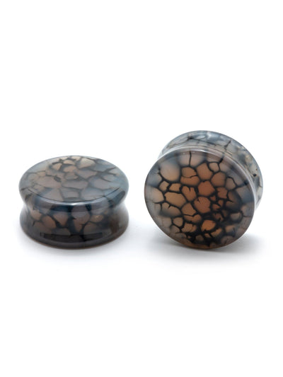 Black Dragon Agate Stone Plugs | Black Agate Plugs - PlugYourHoles.com