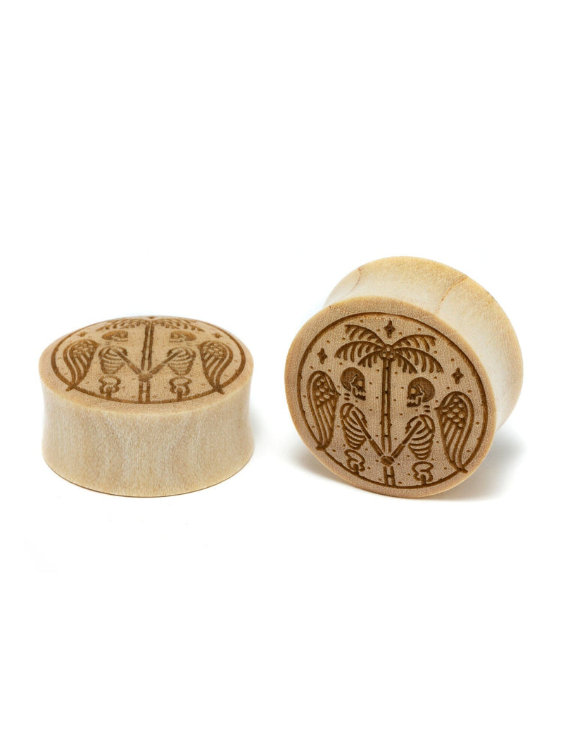 Death Palm Engraved Wood Plugs | Carved Wood Gauges - PlugYourHoles.com