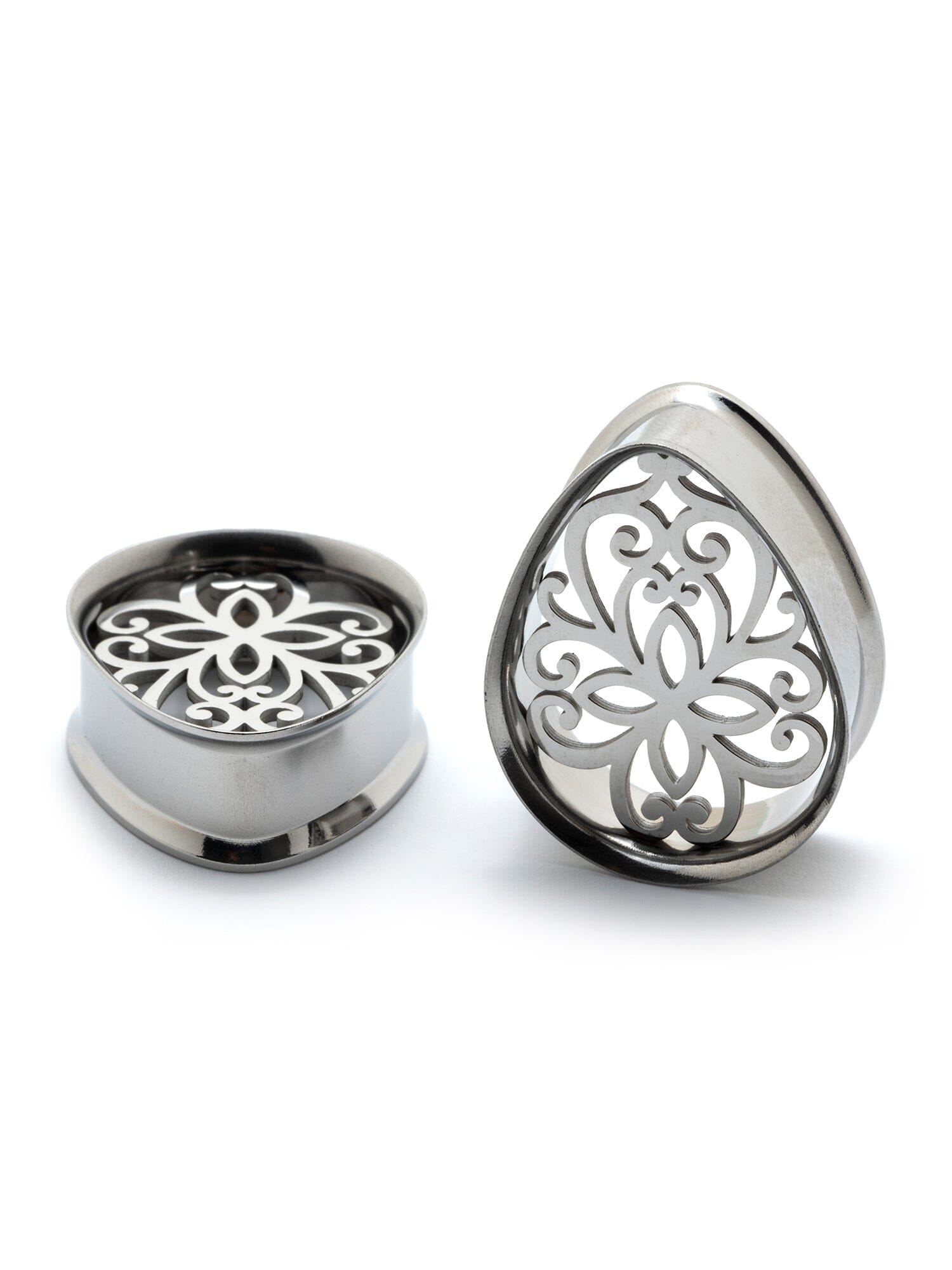 Filigree Double Flare Steel Teardrop Plugs | Steel Teardrop Gauges ...