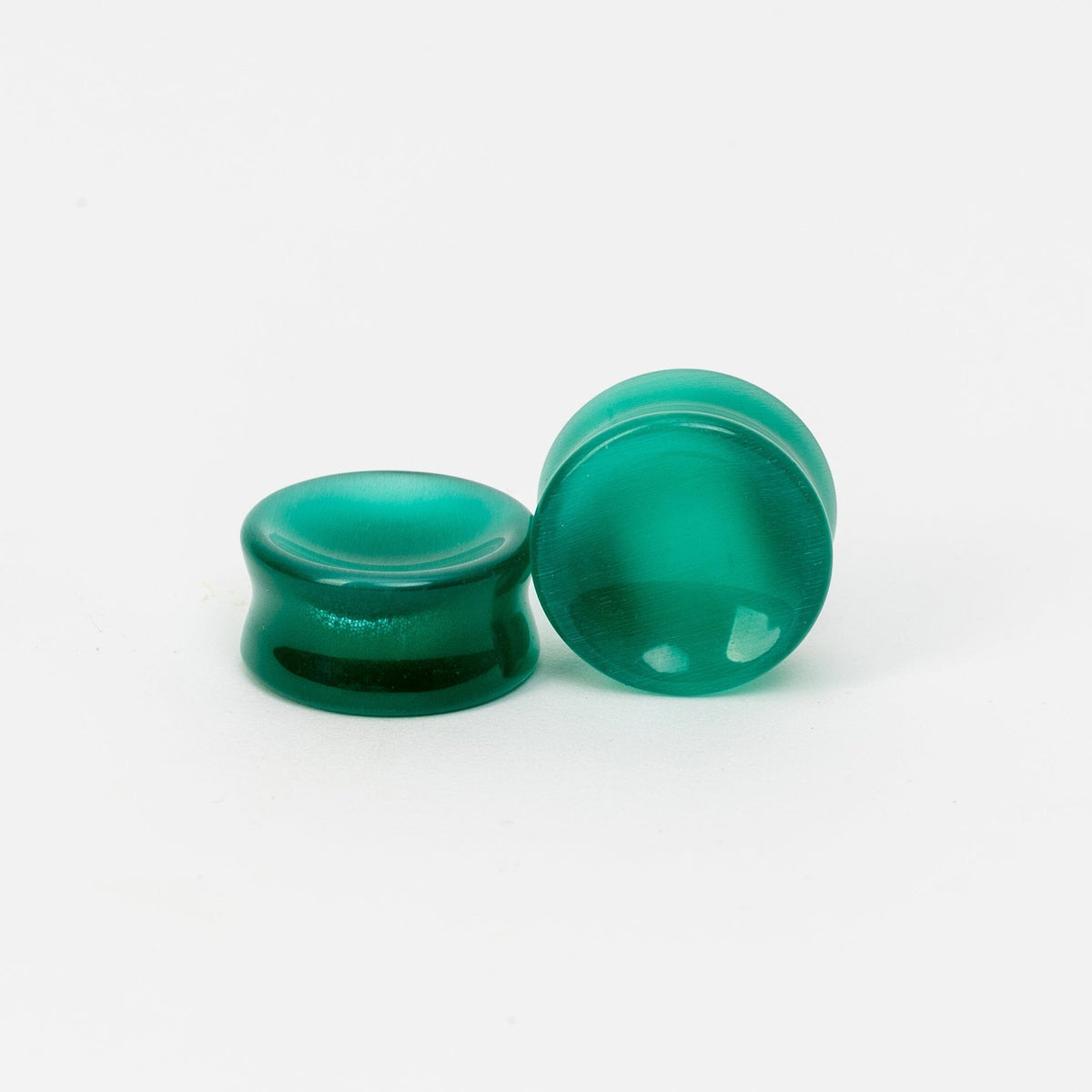 Forest Green Cat's Eye Concave Stone Plugs | Concave Stone Gauges ...