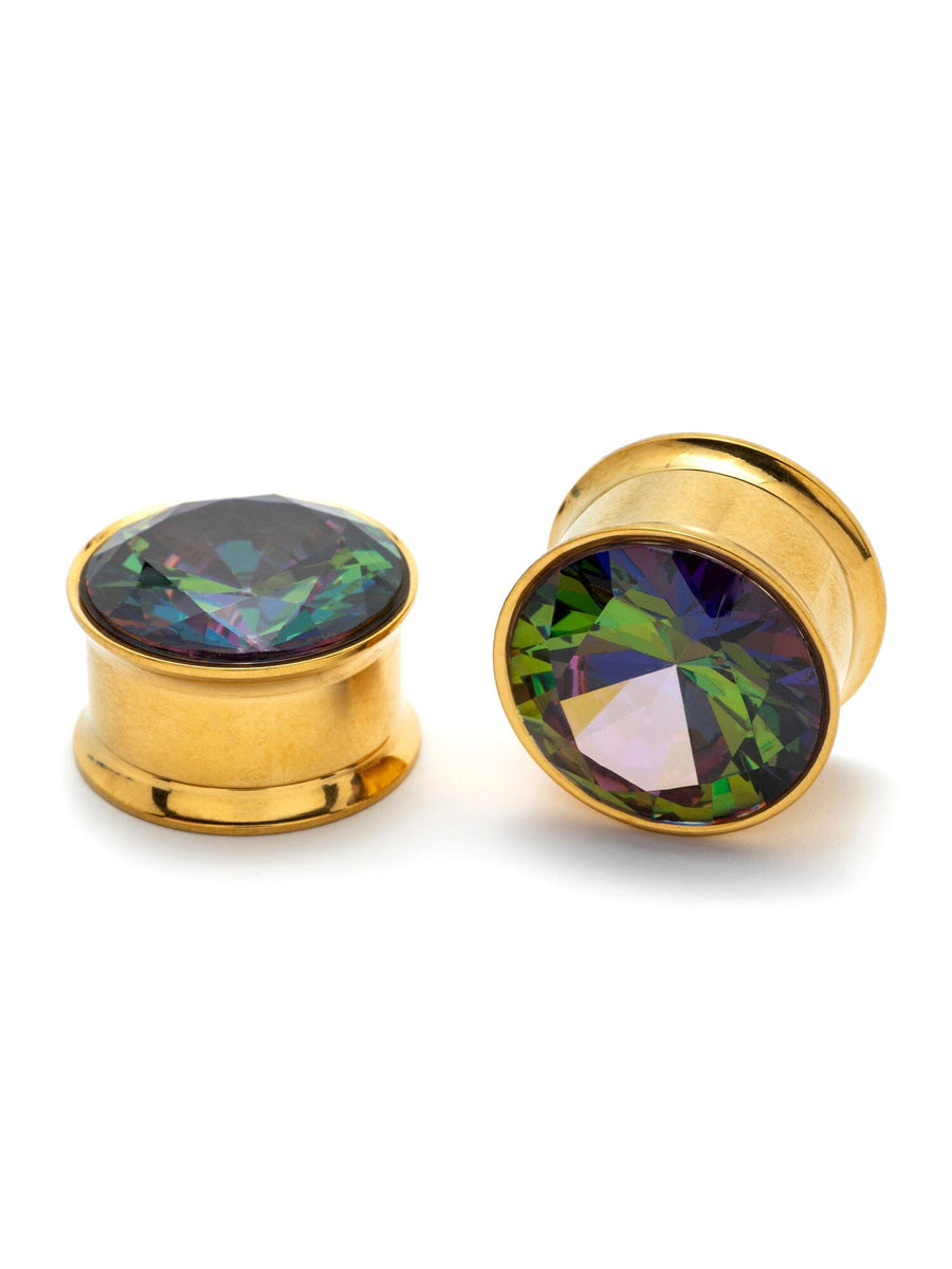 Vitrail Big Bling Gold Threaded Steel Plugs | Stained Glass Plugs ...