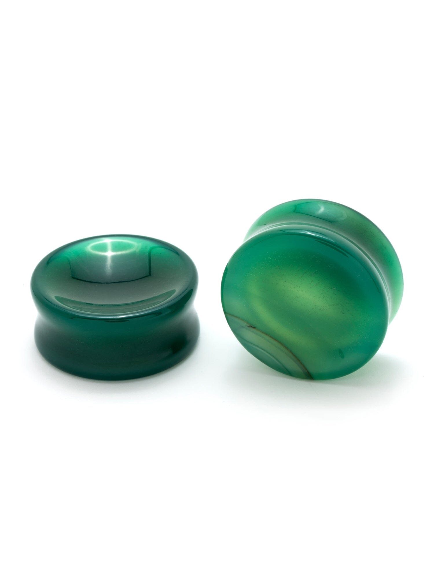 Green Line Agate Concave Stone Plugs | Green Stone Gauges ...