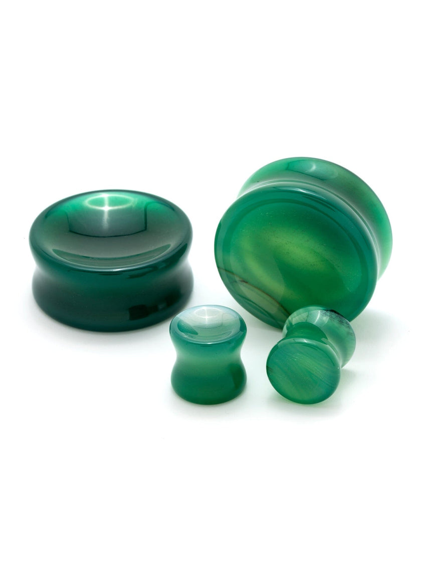 Green Line Agate Concave Stone Plugs | Green Stone Gauges ...