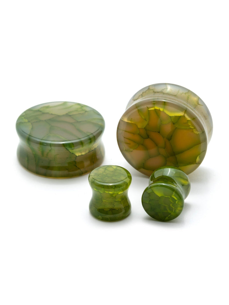 Green Monster Agate Stone Plugs | Green Agate Plugs - PlugYourHoles.com