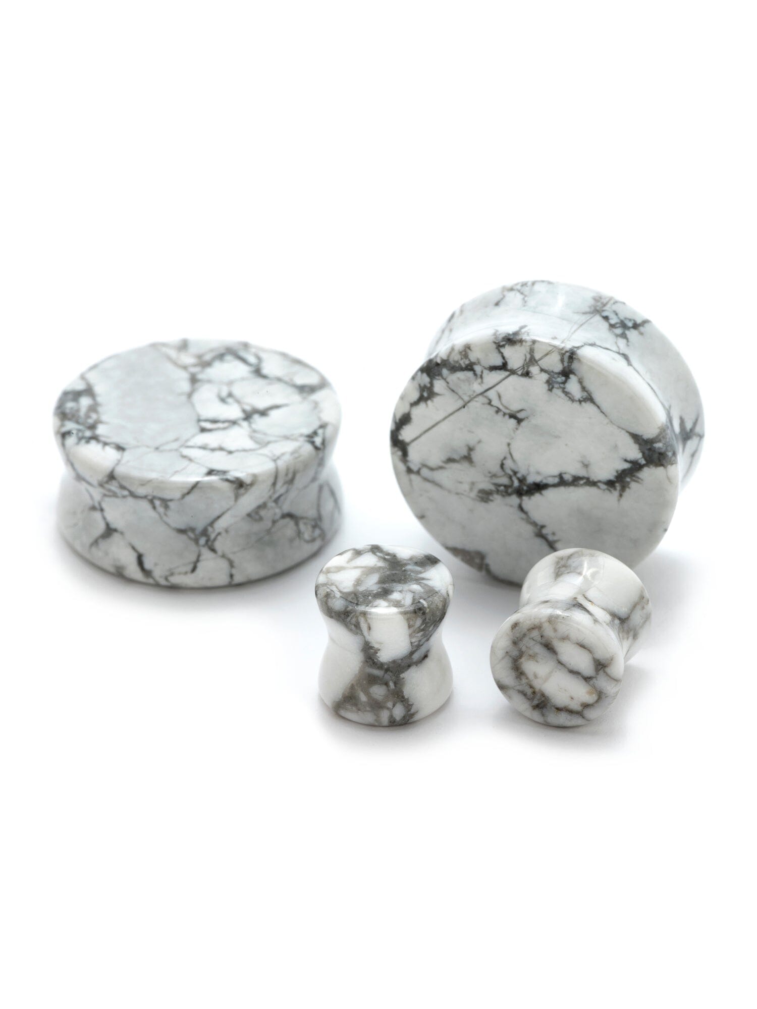 Howlite Stone Plugs | White Howlite Stone Gauges – PlugYourHoles.com