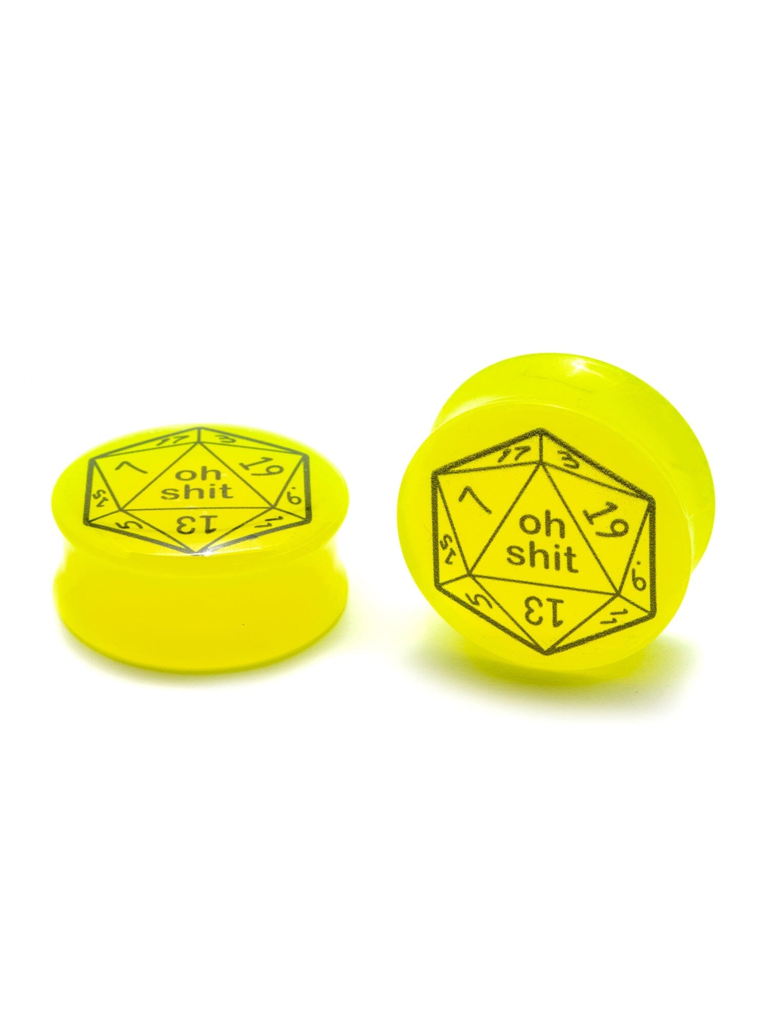 Oh Shit! Dice Acrylic Image Plugs | Custom Gauges | DnD Plugs ...