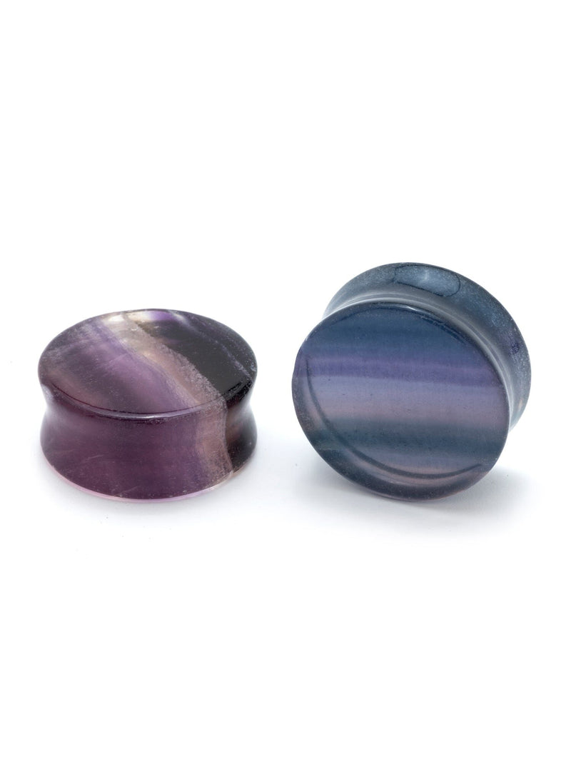 Rainbow Fluorite Stone Plugs Convex | Rainbow Stone Gauges ...