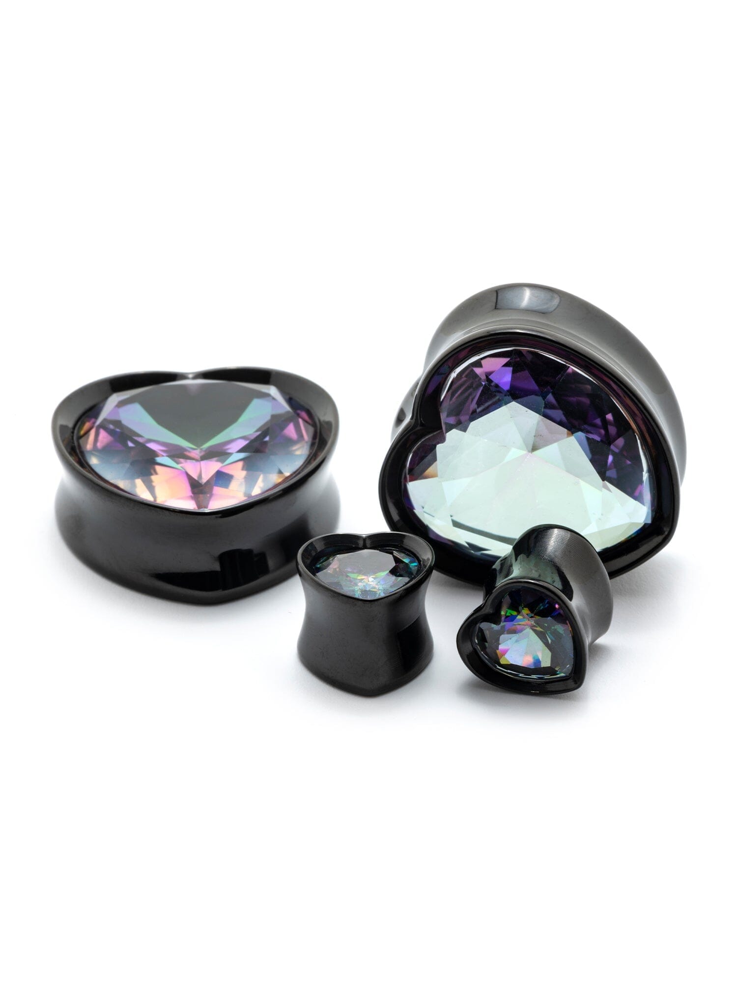 Vitrail Big Bling Black Heart Shaped Steel Plugs | Bling Gauges ...