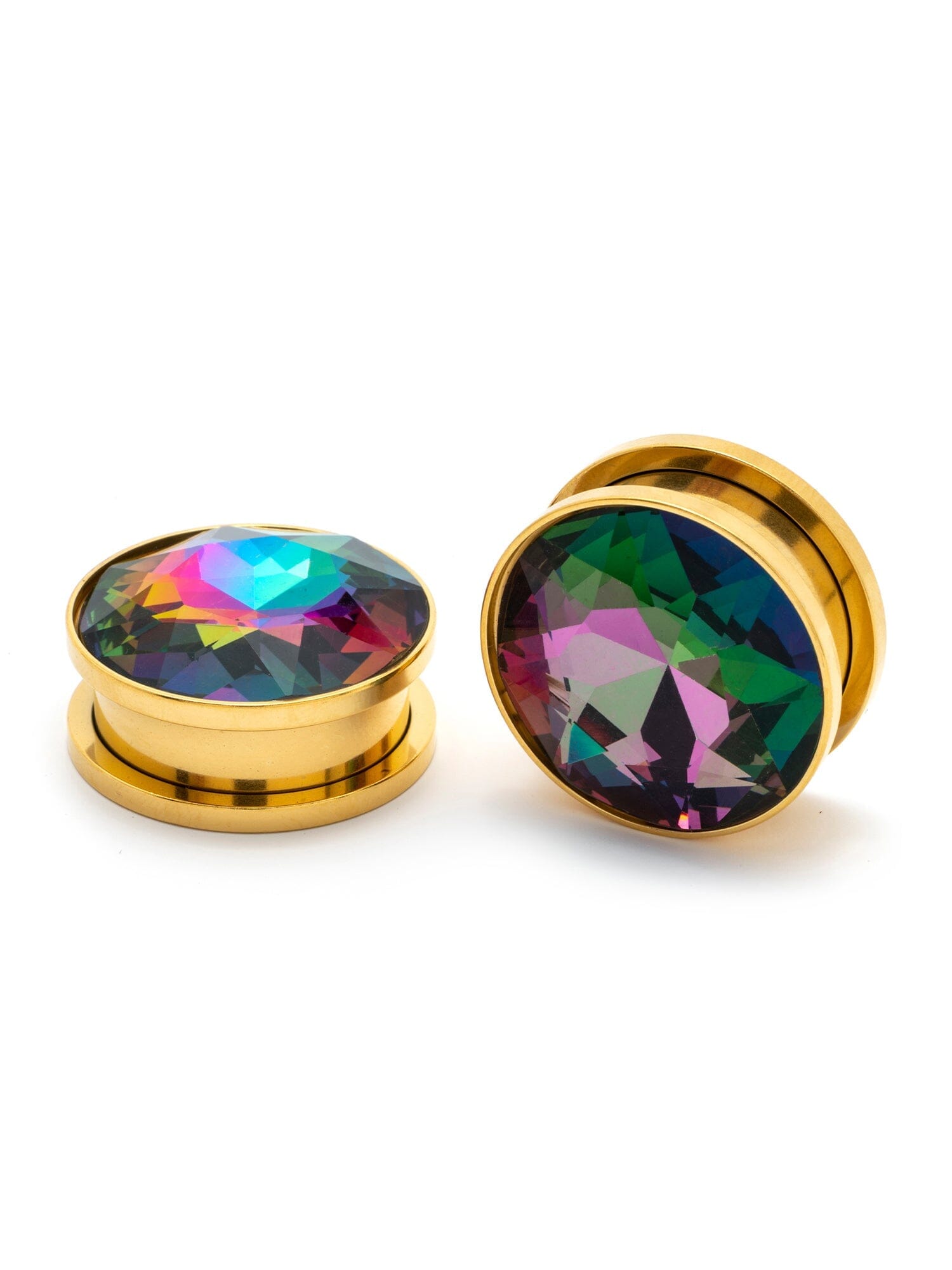 Vitrail Big Bling Gold Threaded Steel Plugs | Stained Glass Plugs ...