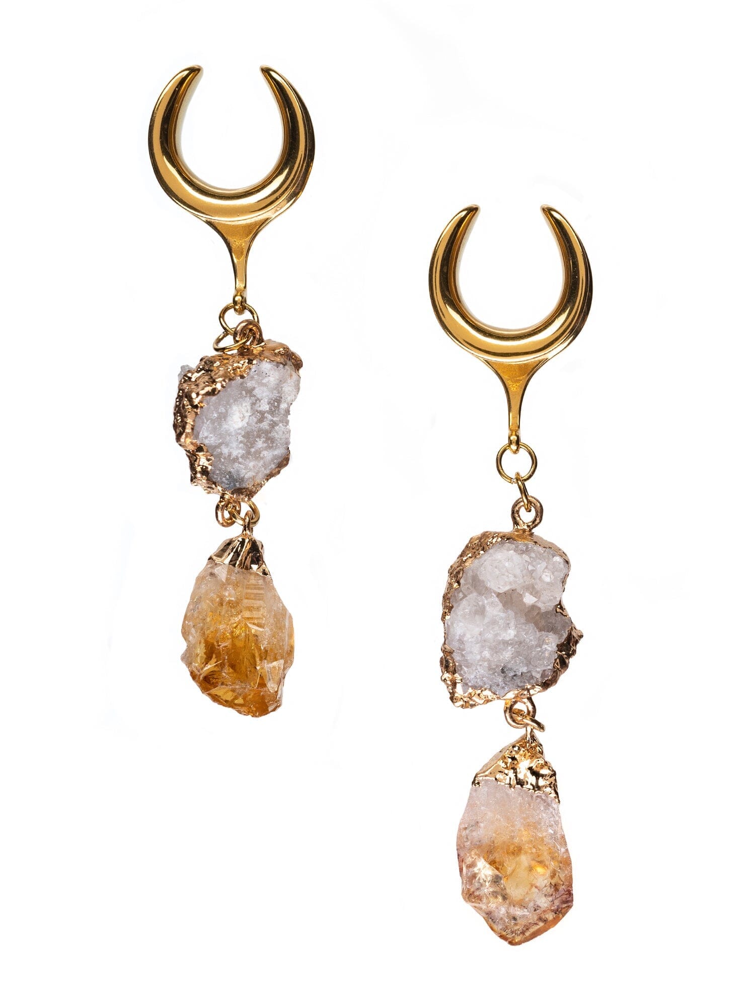 White & Amber Stone Dangle Gold Steel Crescent Saddles | Saddle Gauges ...