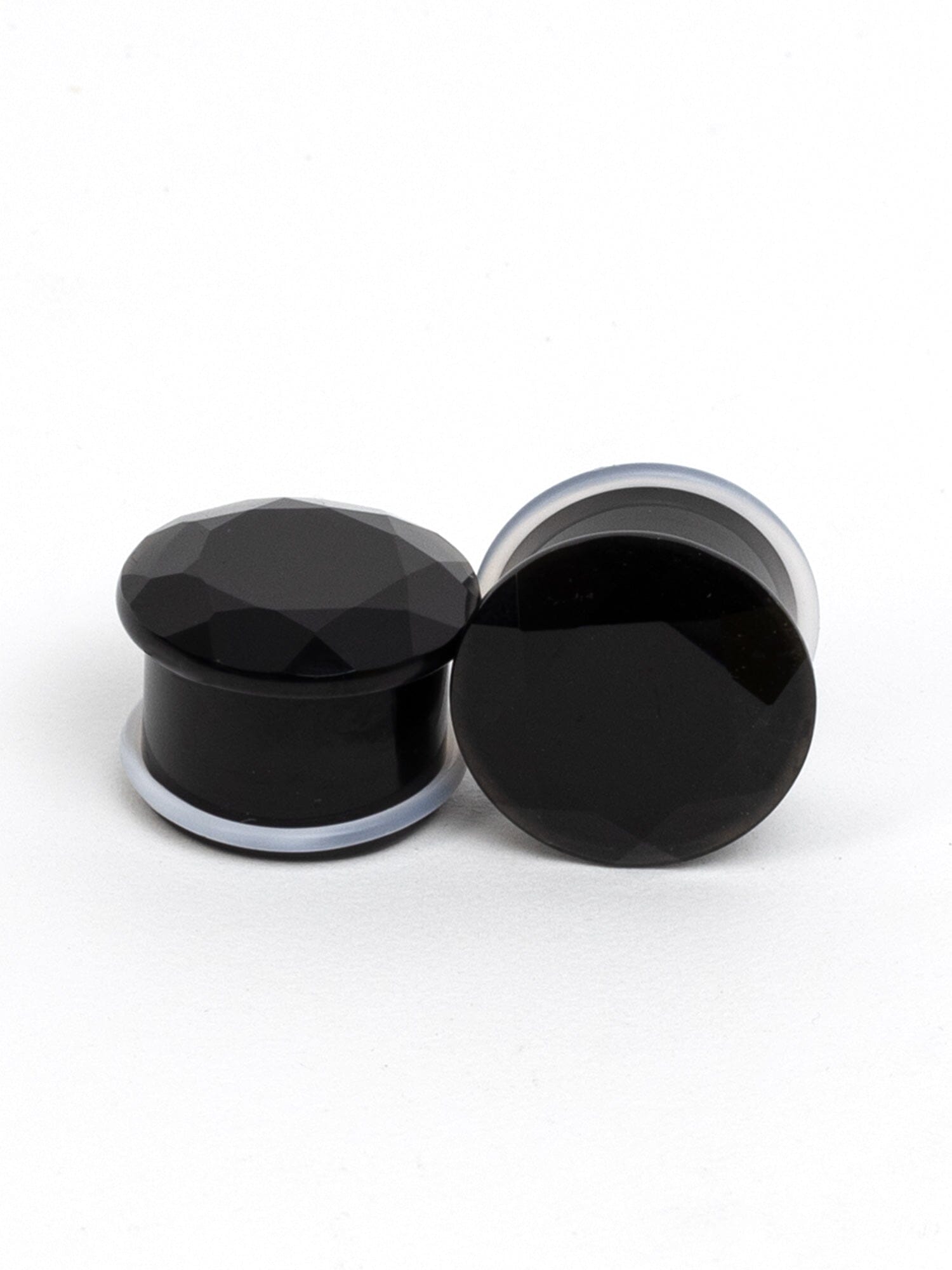 Black Gem Cut Single Flared Glass Plugs | Glass Gauges – PlugYourHoles.com