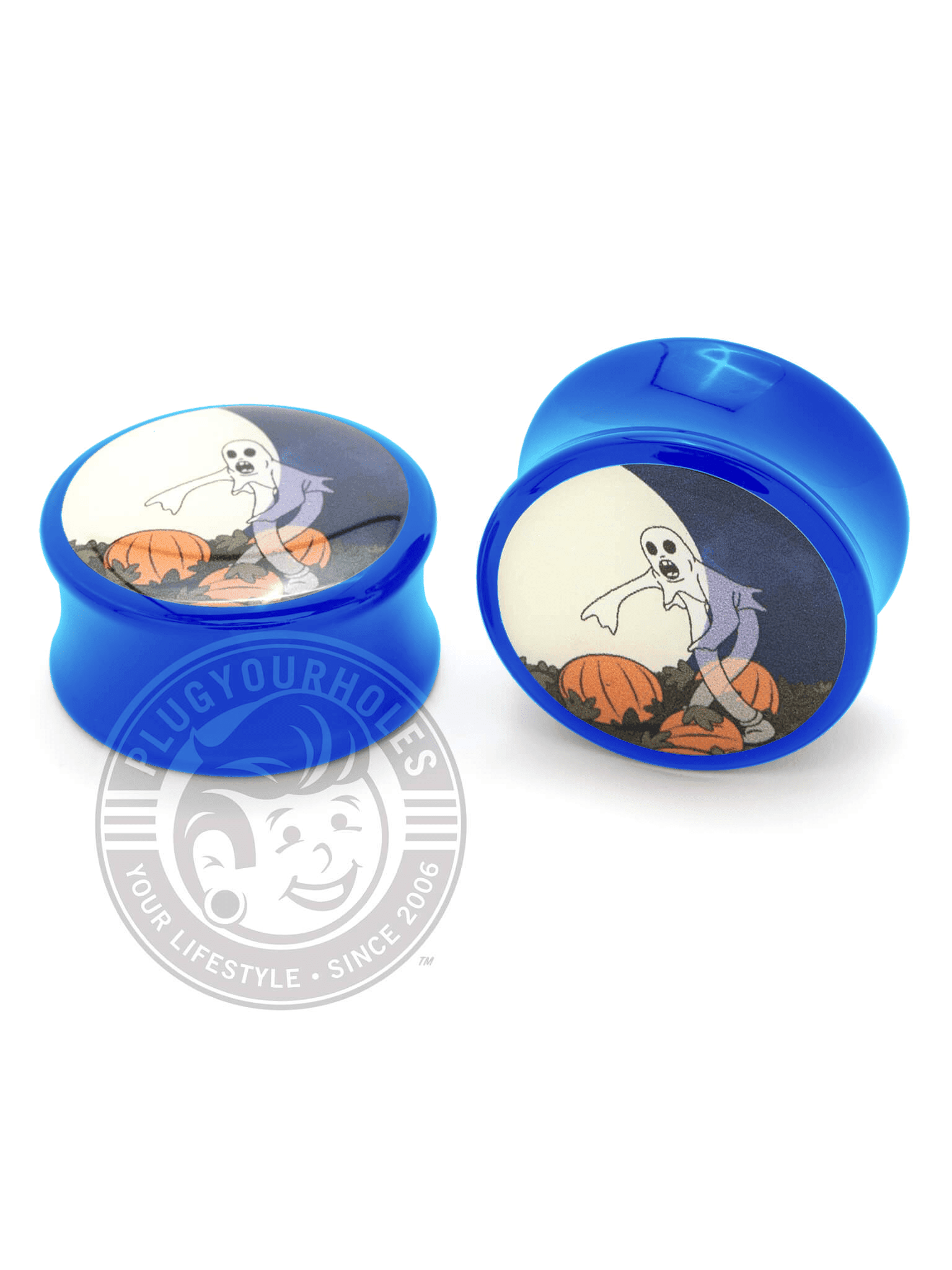 Dancing Ghost Acrylic Image Plugs | Halloween Gauges - PlugYourHoles.com