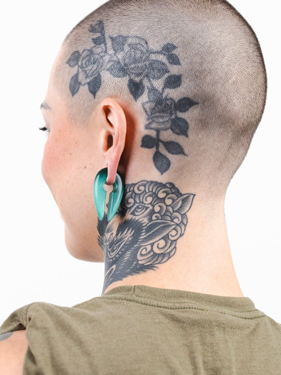 Forest Green Cat's Eye Keyhole Stone Hangers | Ear Weights ...