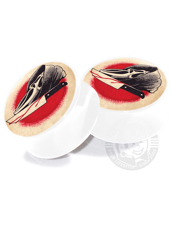 Ghostface Tattoo Flash Image Plugs | SCREAM Plugs | Halloween Gauges ...