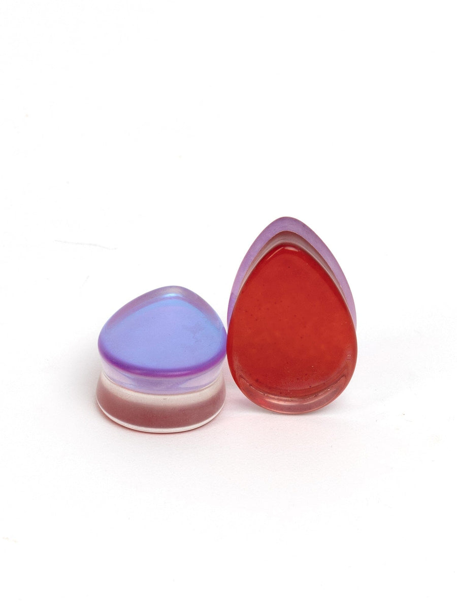 Red Aurora Stone Plugs | Teardrop Reflective Stone Gauges ...